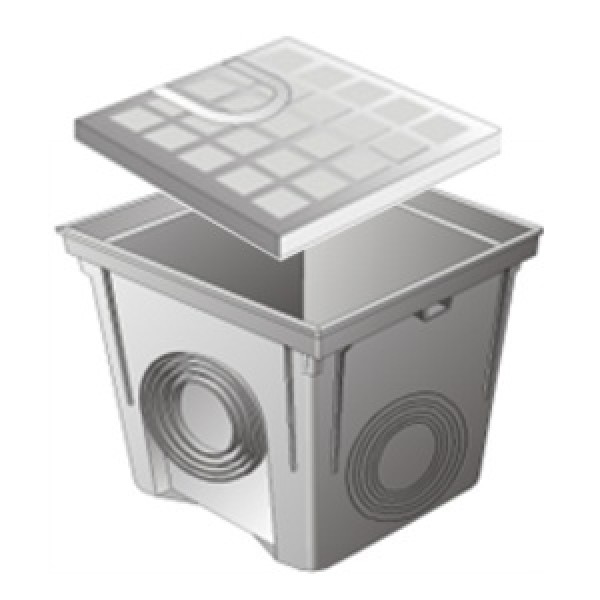 Regard PVC avec couvercle 40x40 cm, gris, par 2 U - materiauxnet.com