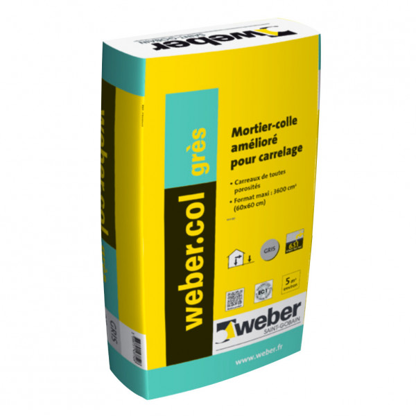 Weber Colle Grès Blanc pour Faïence 25kg - materiauxnet.com