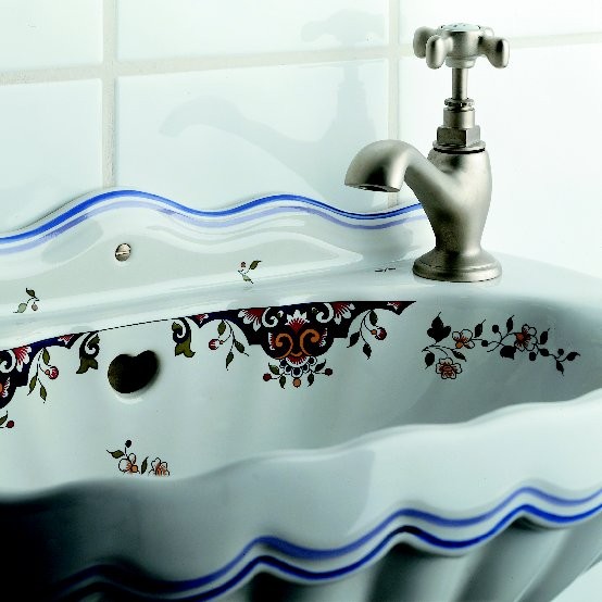 Lave mains rétro Herbeau VALSE 1 trou Blanc - materiauxnet.com