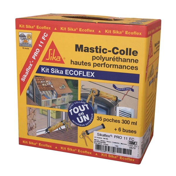 Kit mastic 35 recharches Sika Ecoflex Pro 11 FC blanc - materiauxnet.com