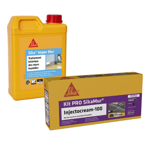 Lot SikaMur InjectoCream-100 20m+Sika Imper Mur 2L - materiauxnet.com