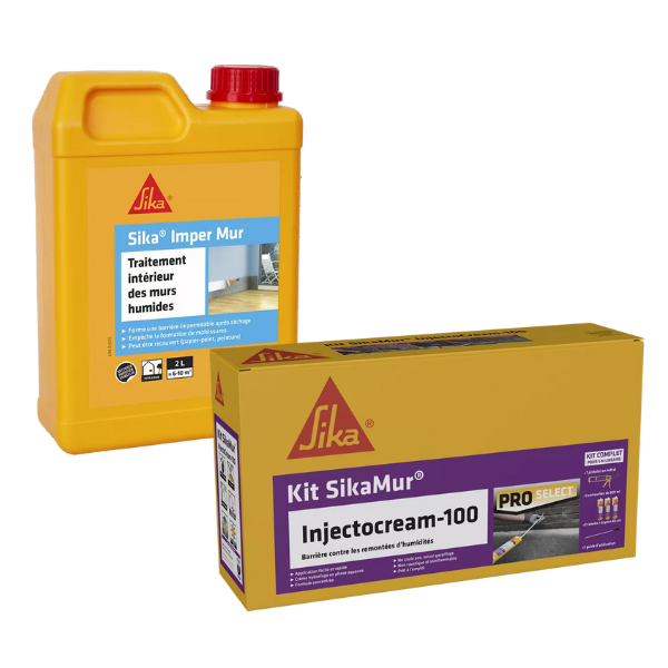 Lot SikaMur InjectoCream-100 5m + Sika Imper Mur 2L - materiauxnet.com