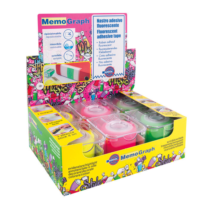 Ruban adhésif de notes repositionnables Memograph Eurocel, lot de 6 ...