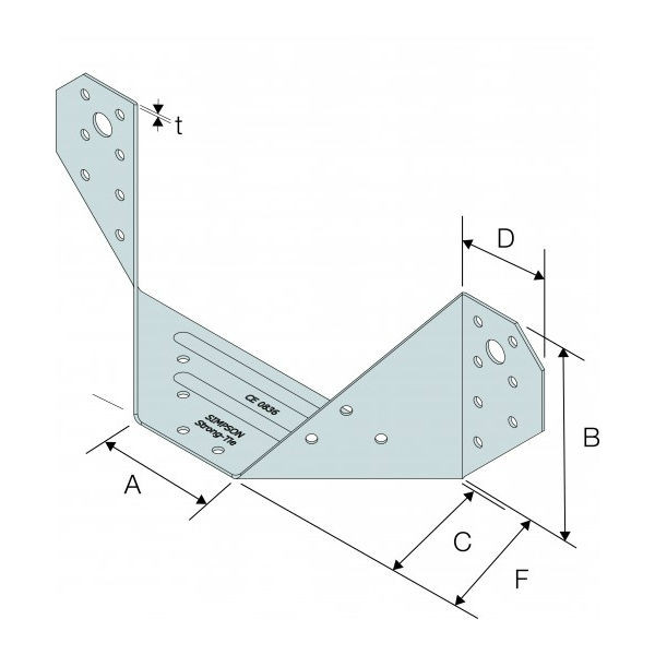 Etrier à angle 45° Acier galvanisé ET260 Simpson - materiauxnet.com