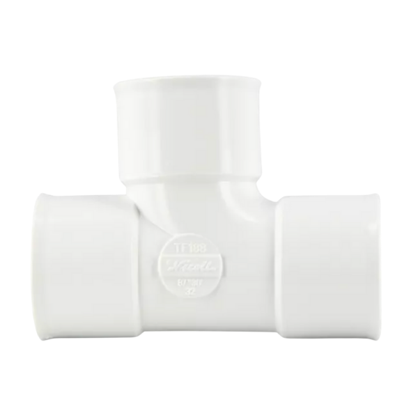 Té Pied de Biche PVC F-F 87,3° Nicoll Blanc, ⌀32mm - materiauxnet.com