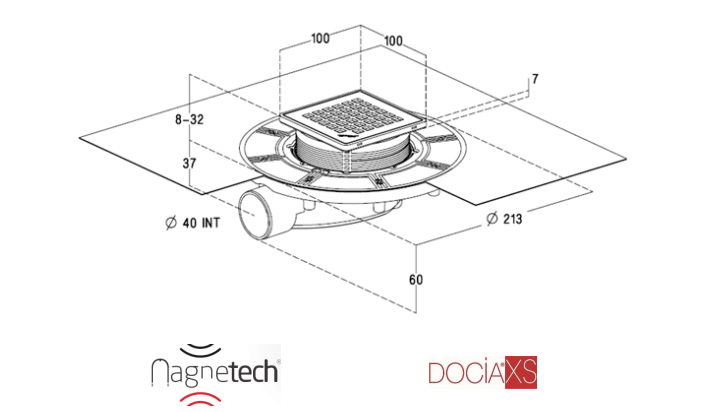 Siphon Cadre Inox 10x10 Docia-XS Nicoll - materiauxnet.com